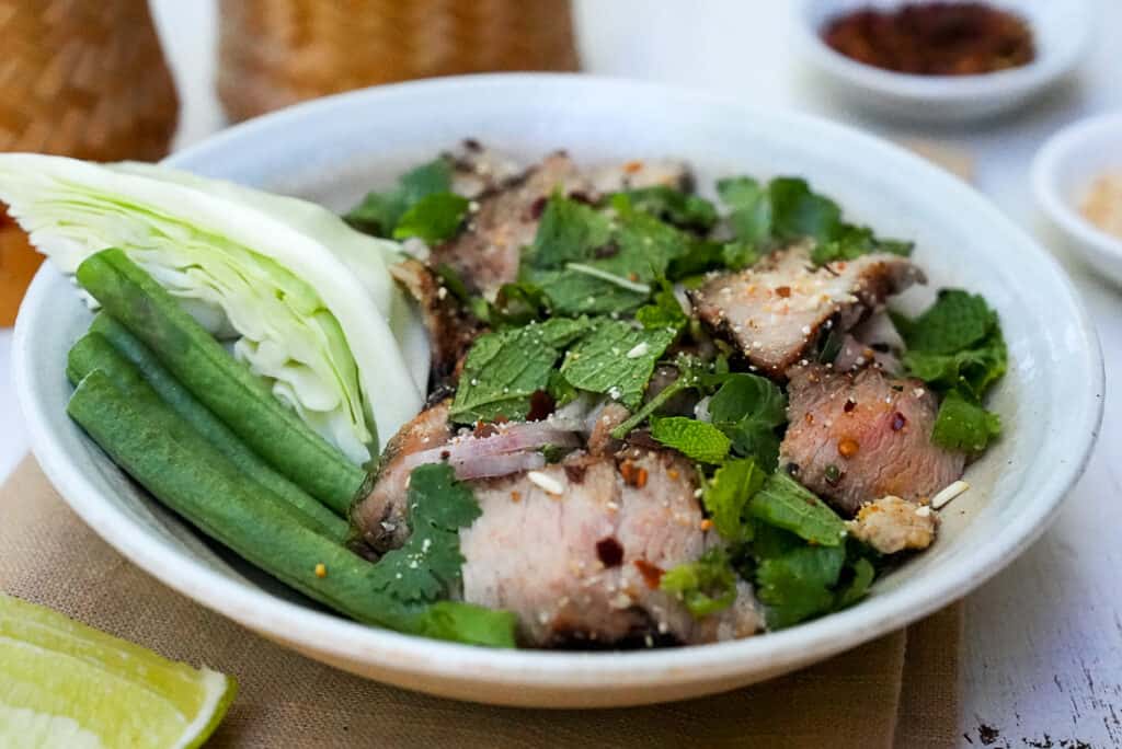 Moo Nam Tok (Thai Grilled Pork Salad) - Rachel Cooks Thai