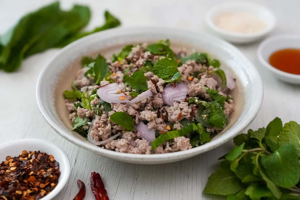 Thai Pork Salad | Larb Moo | ลาบหมู - Rachel Cooks Thai