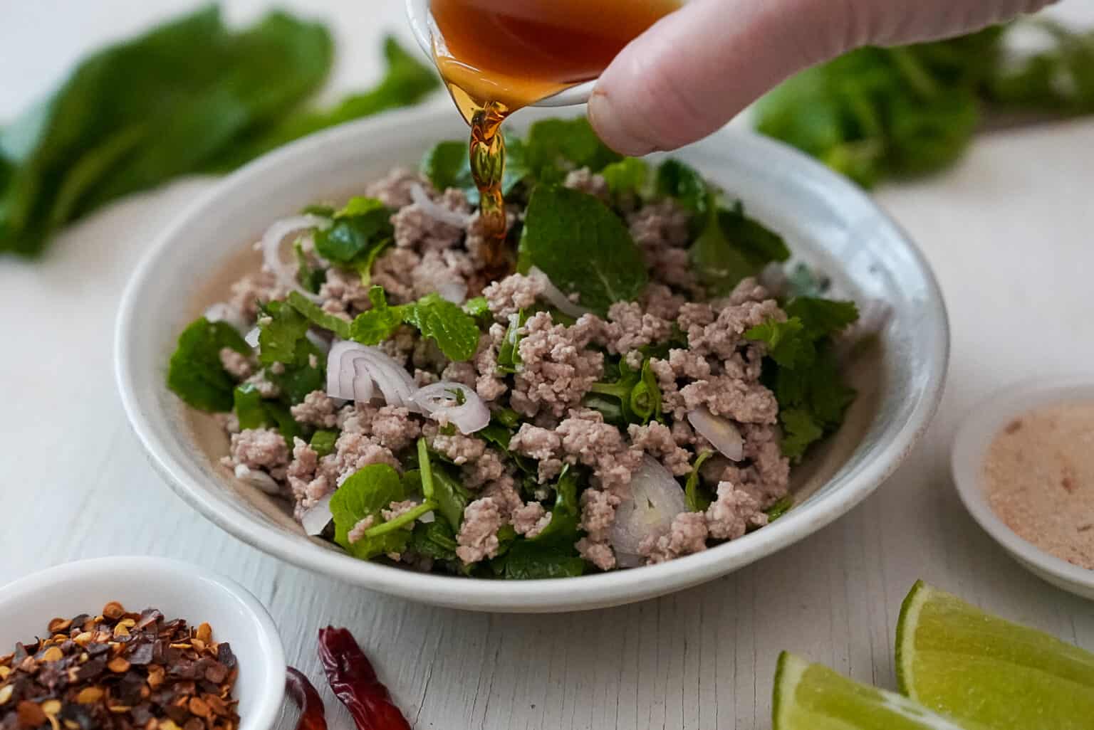 Thai Pork Salad | Larb Moo | ลาบหมู - Rachel Cooks Thai